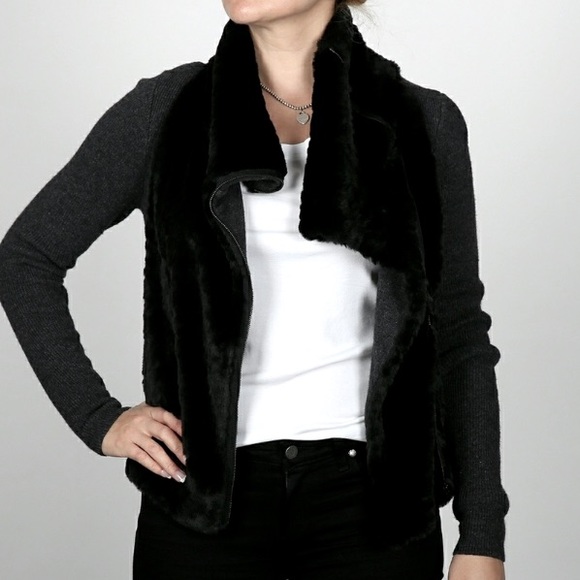 LOFT | Jackets & Coats | Xs Loft Knit Faux Fur Moto Jacket | Poshmark